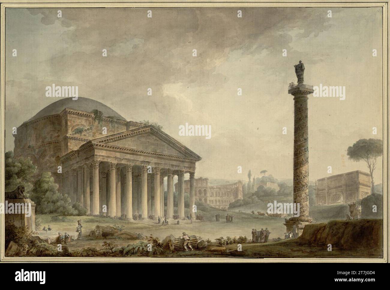 Thomas de Thomon Architecture Capriccio with ancient Roman monuments ...