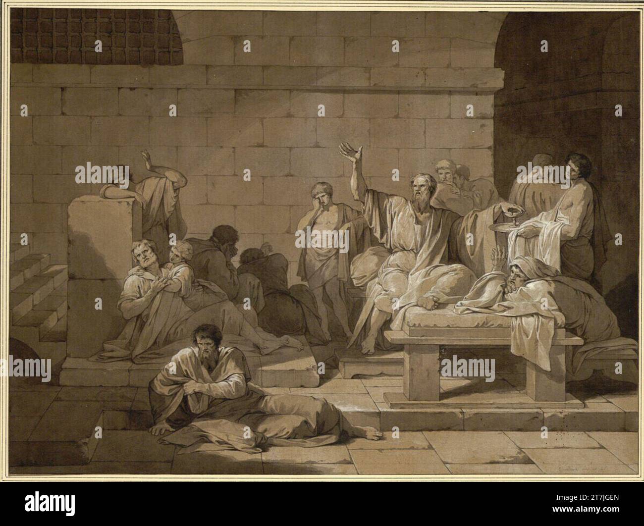 Jean François Pierre Peyron The death of the Socrates. Feder, Bister ...