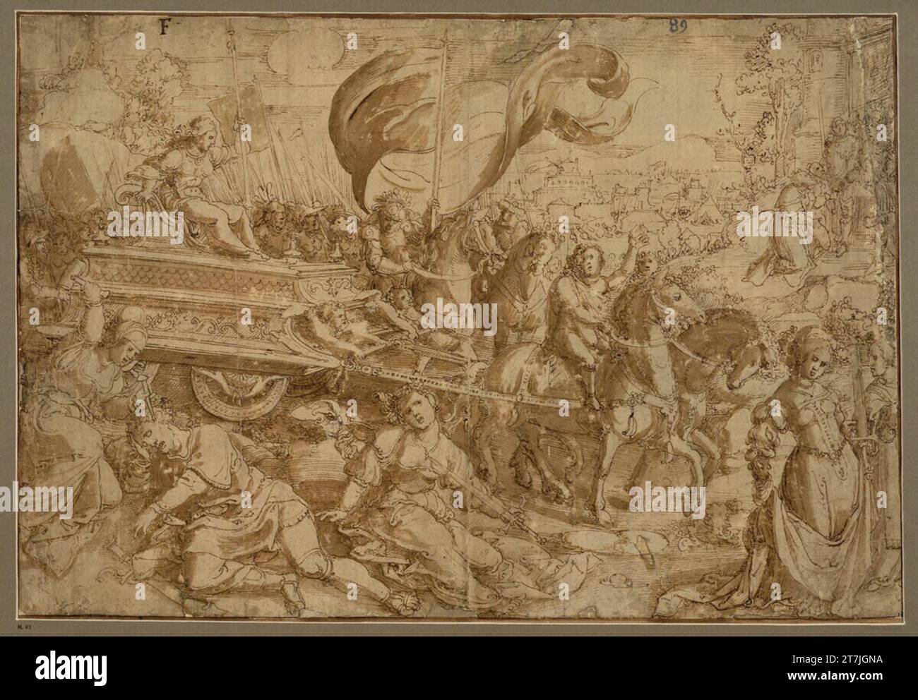 Bernard van Orley The triumph of the heroic woman. Feder in brown ...