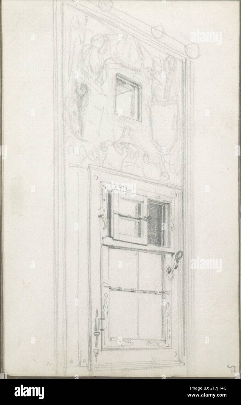 Hans Makart Detail of a painted house facade with window. Pencil; Paper ...