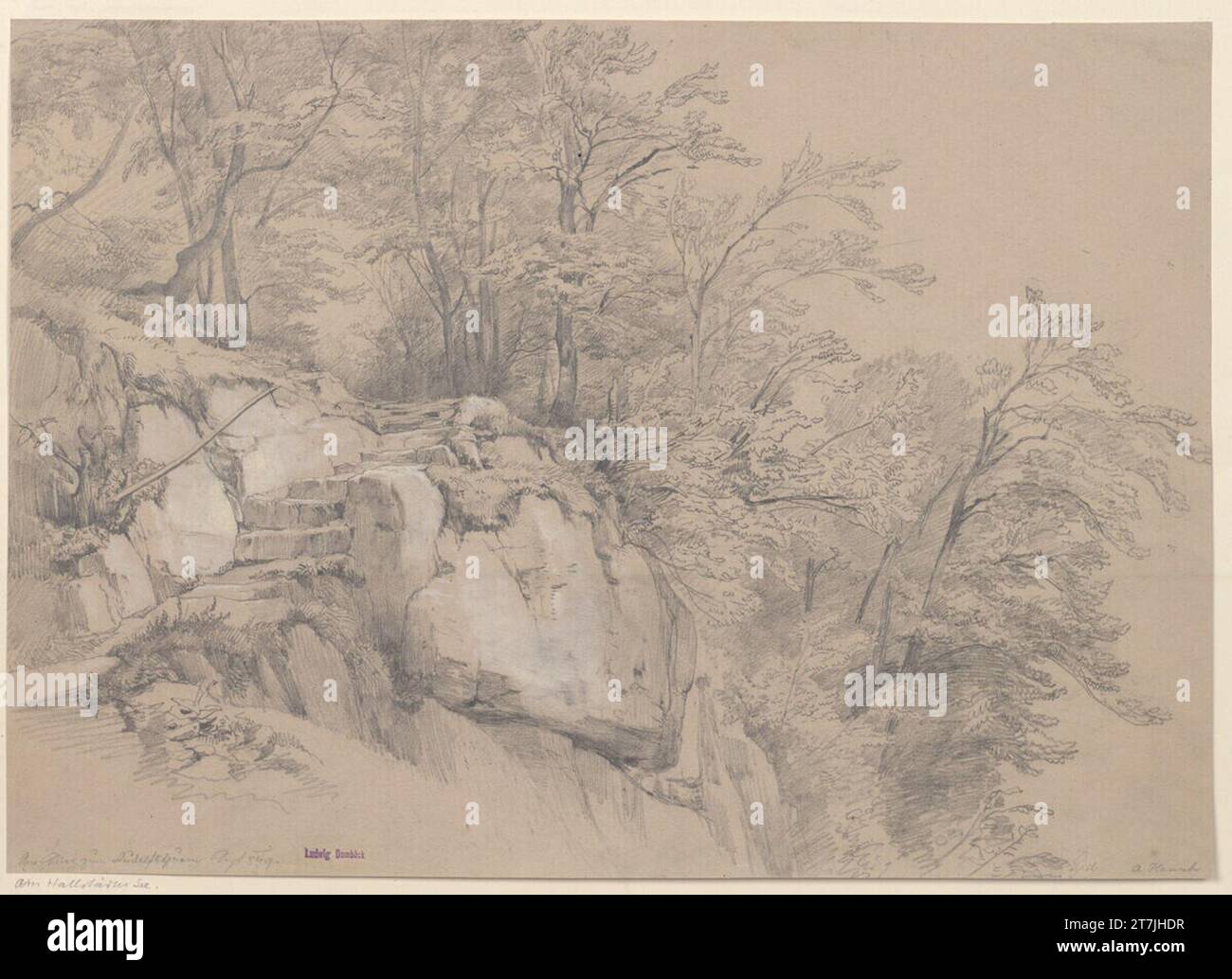 Anton Hansch Felsweg near Hallstatt. Pencil, deck white 1849 , 1849 ...