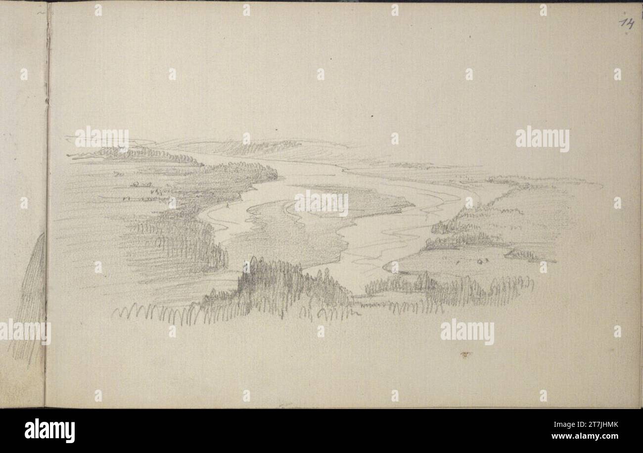 Anton Hansch Indistinct sketch; River landscape of increased ... Anton Hansch Indistinct sketch; River landscape of increased ...