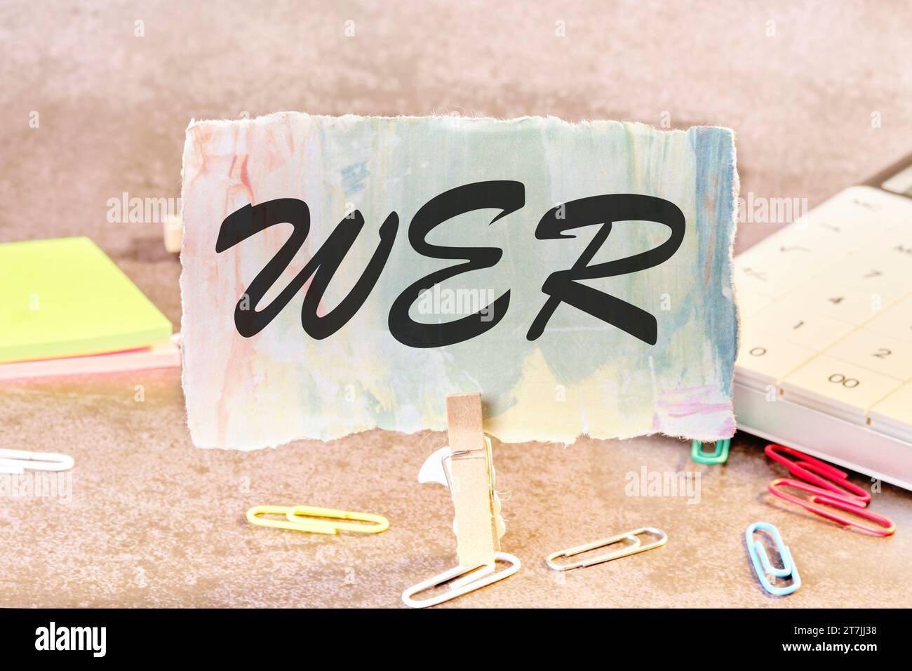 Who, German word for Who, (German: Wer) text on a piece of paper on the ...