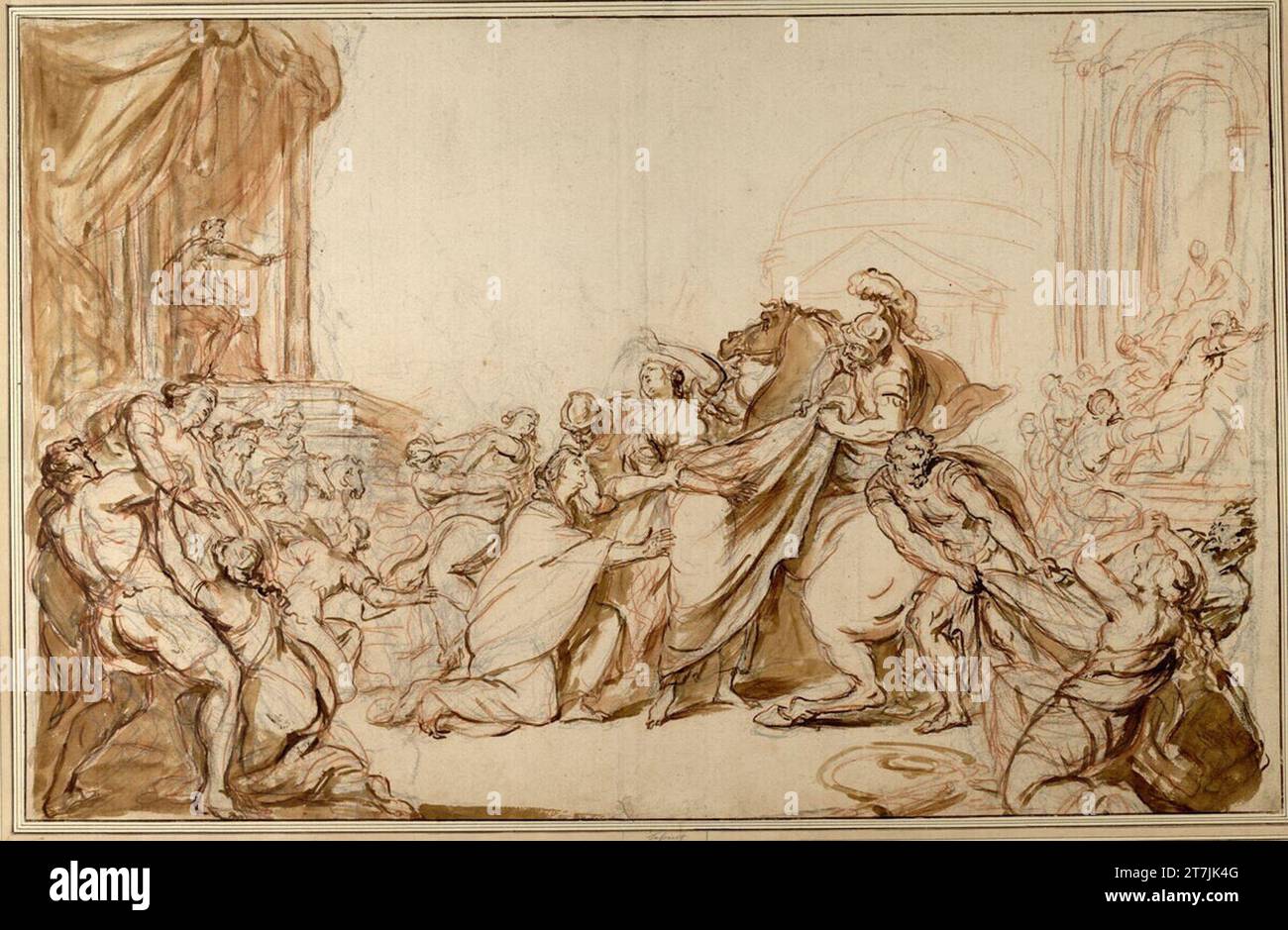Philipp Joseph Tassaert The robbery of the Sabiners. Graphite pencil ...