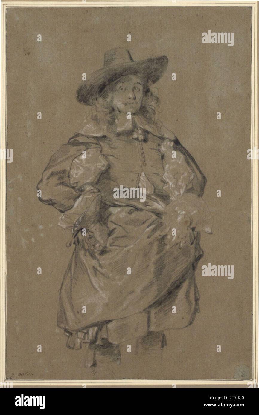 Gabriel Metsu Protration of a man with long hair and hat, wrapped the ...