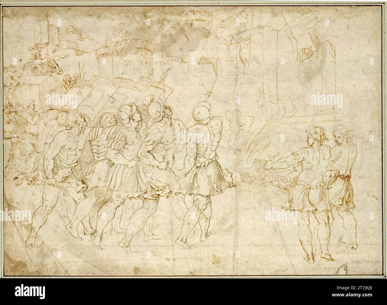 Girolamo Sellari gen. da Carpi Siege of a fortress. Feather; laved ...