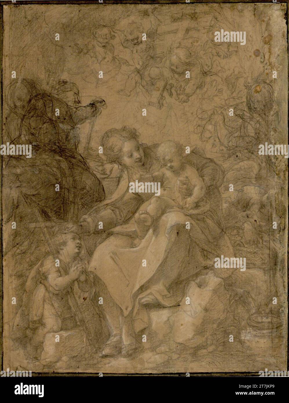 Denys Calvaert Madonna with a child and kneeling of John. Chalk ...