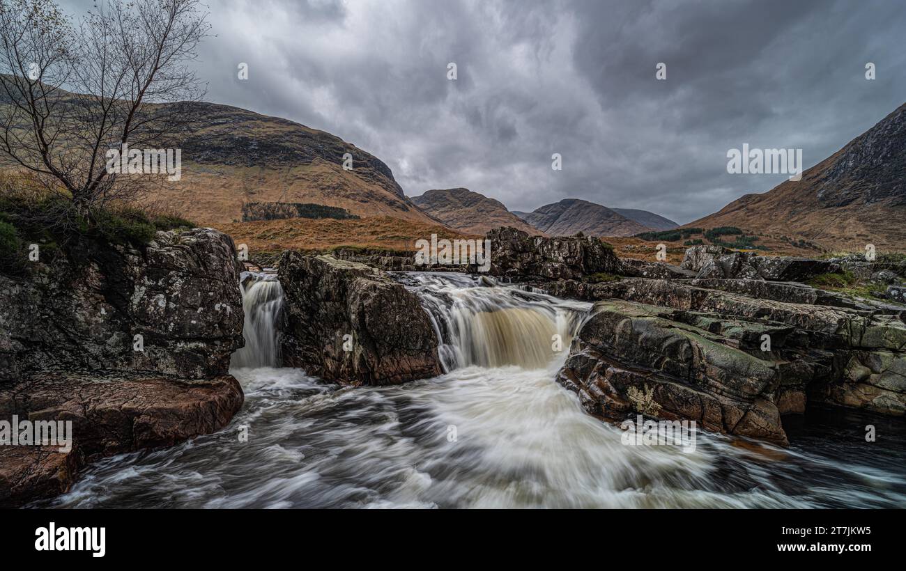 Glen Etive Falls and Triple Falls, Glen Etive, Scotland Stock Photo - Alamy