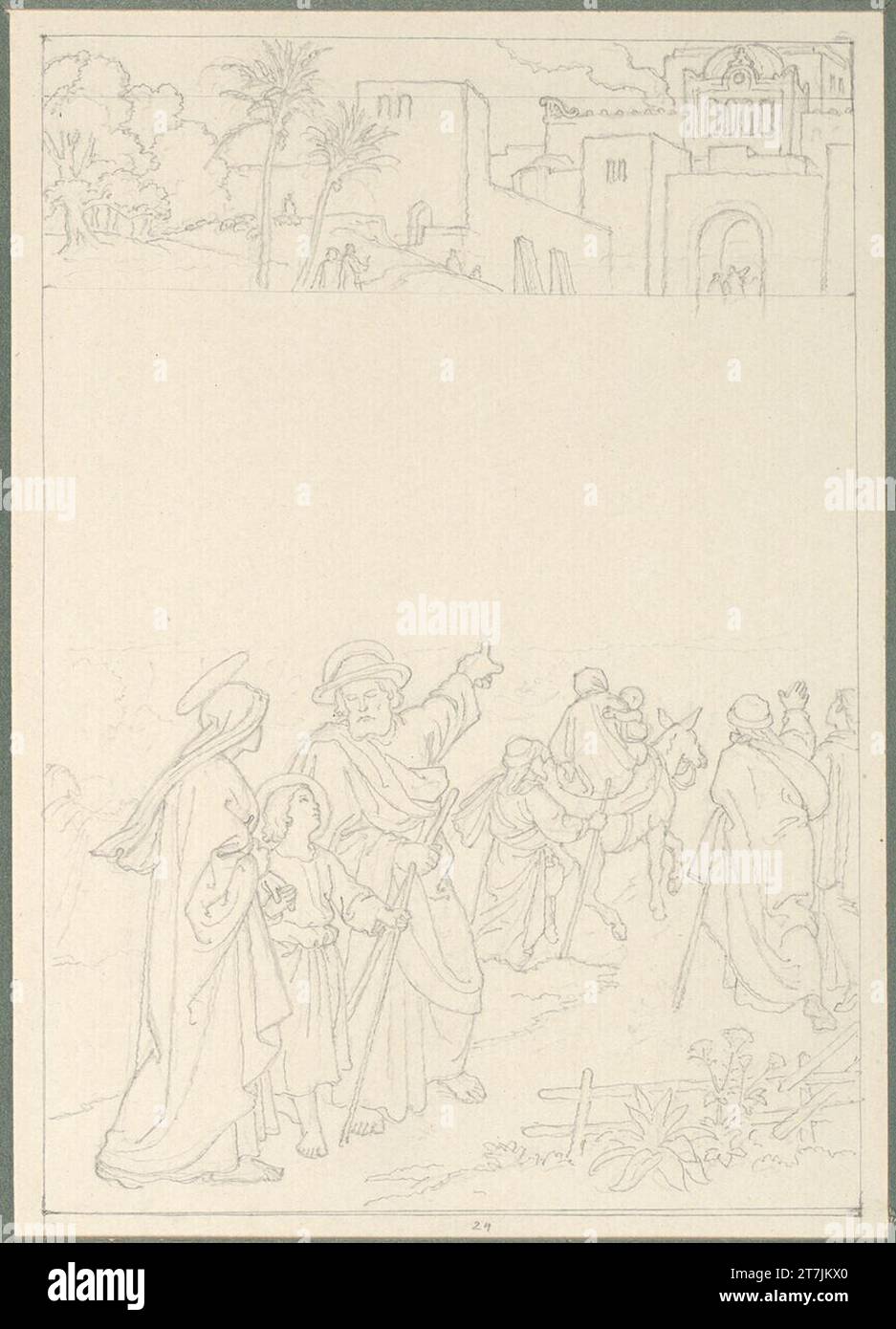 Josef von Führich 24. Psalm 121: Gang to the temple, behind a melodure ...