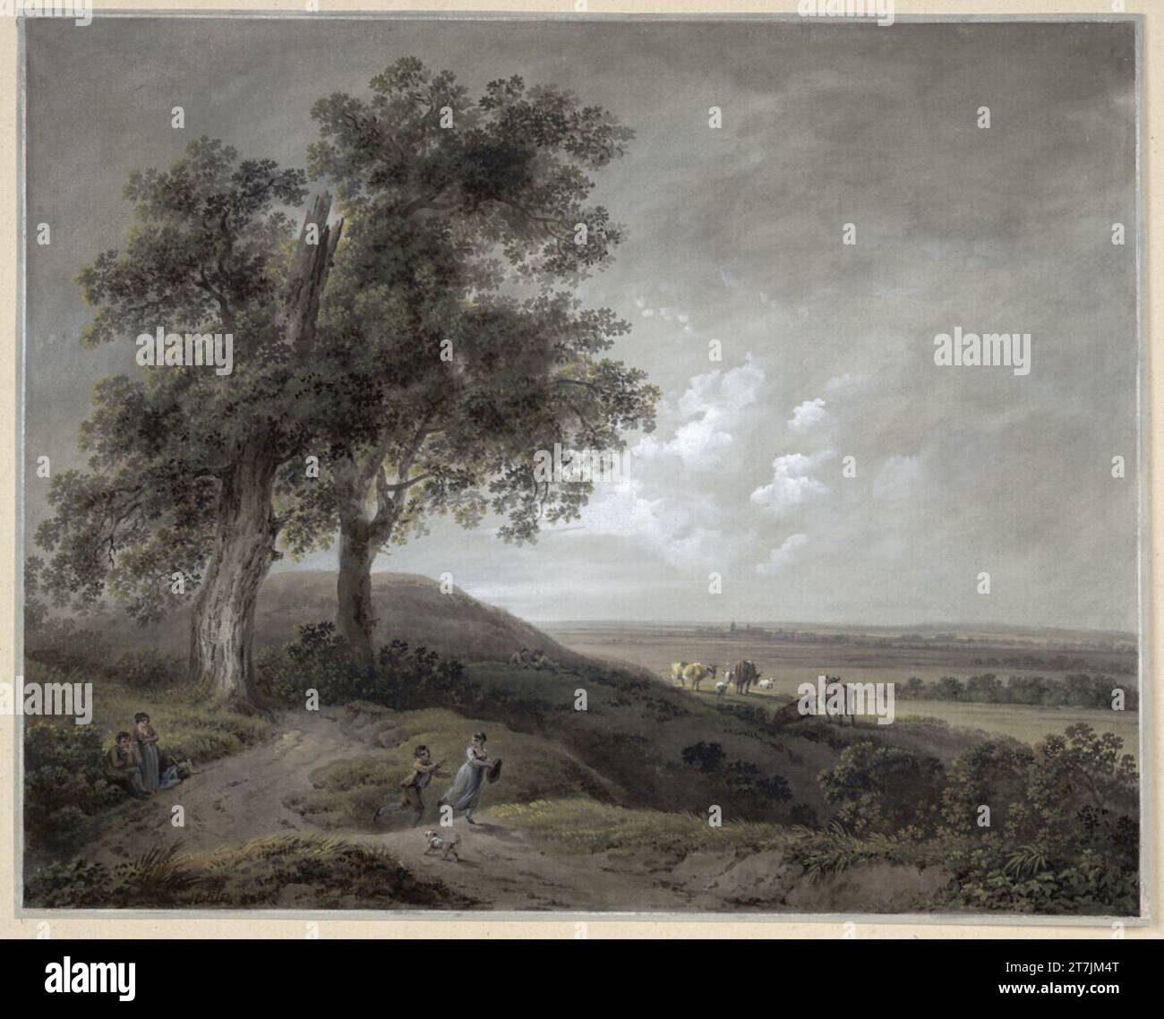 Martin von Molitor Landscape with playing children. Gouaraaard ...