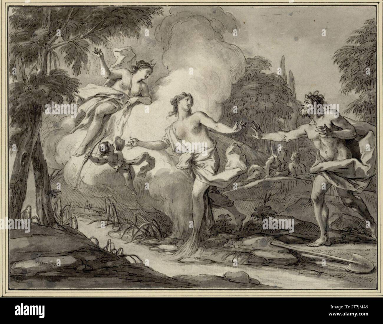 Jacopo Guarana Transformation of the Arethusa into a source. Feder, ink ...