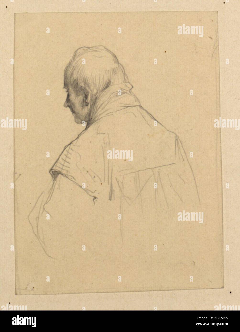 Rudolf Bacher Half figure of a priest in the ornate (...). Pencil Stock ...