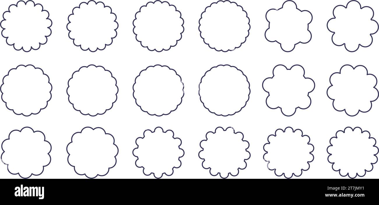 Collection of Scallop black outline frame. Line Sale tags. Discount ...