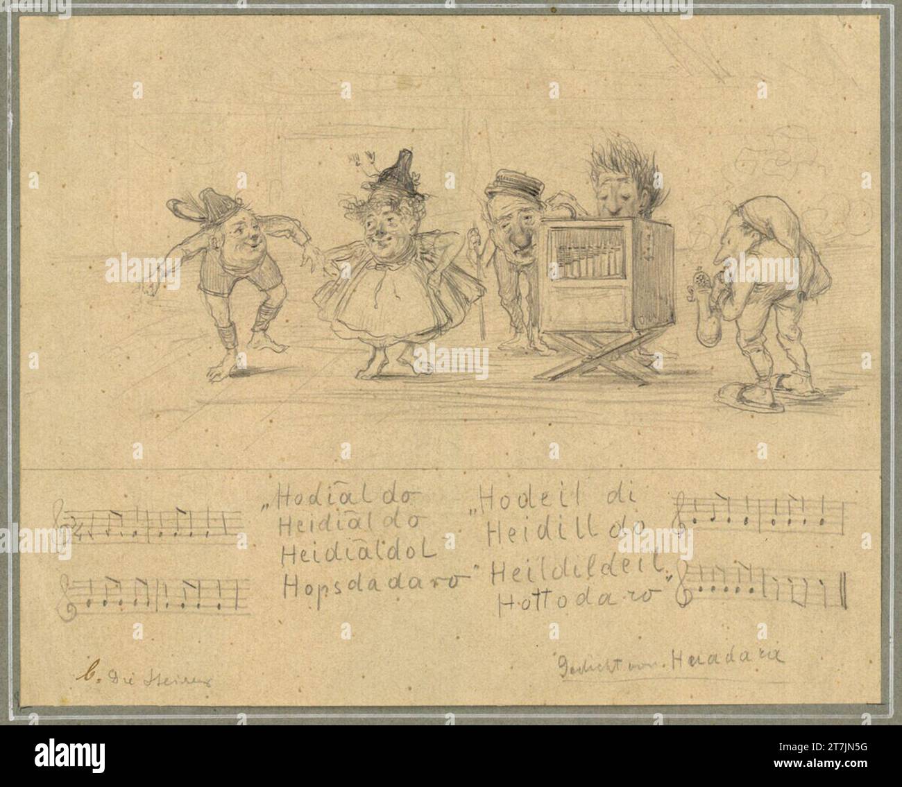 Friedrich König The Styrian; Shap grotesque dancing after a barrel ...