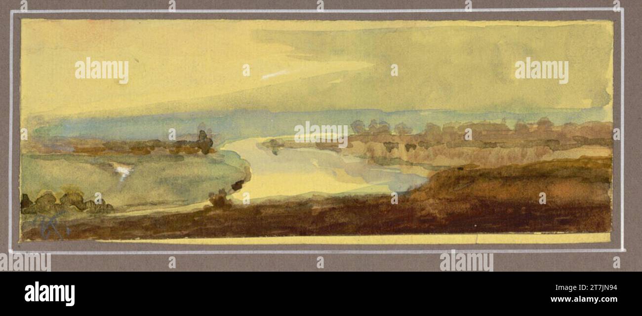 Rudolf Konopa River landscape. Watercolor Stock Photo - Alamy