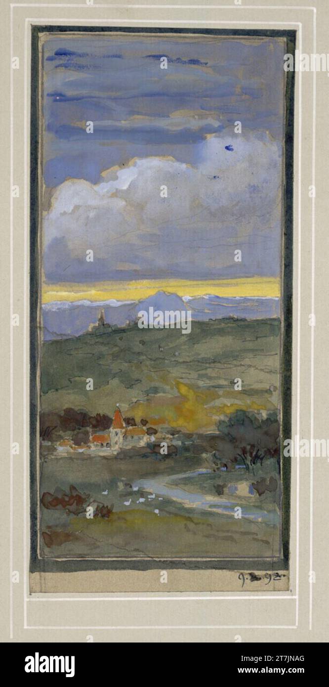 Rudolf Konopa Mountain landscape. Watercolor 1892 , 1892 Stock Photo ...