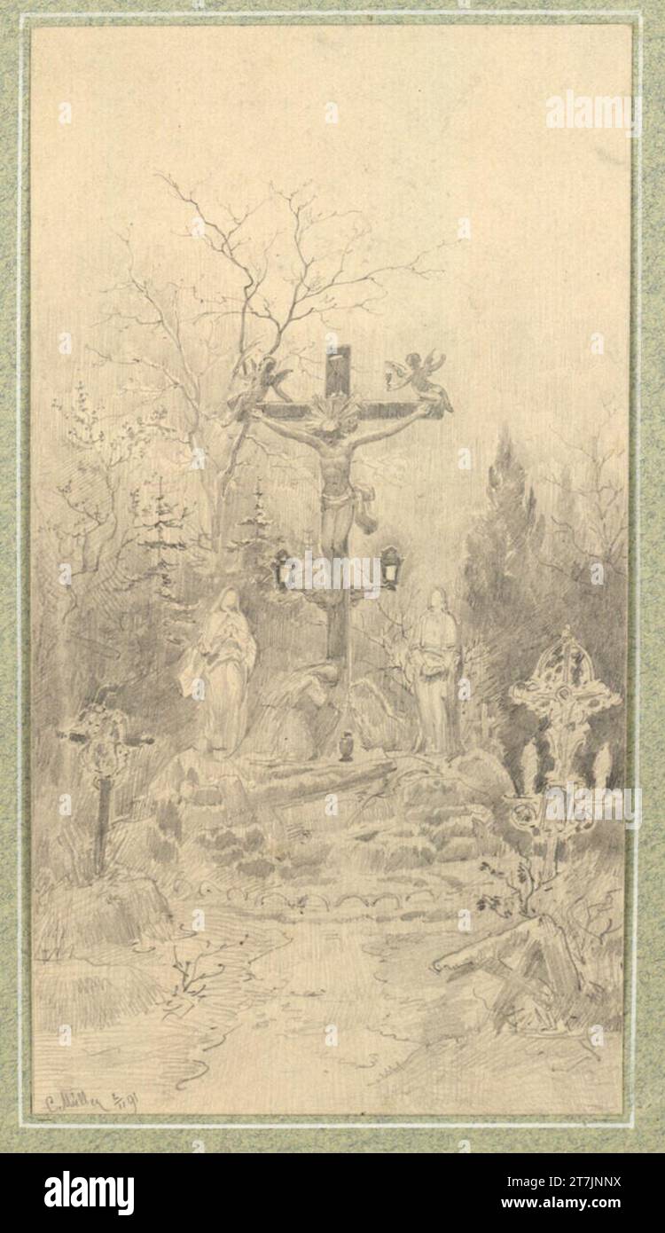 Carl Müller Kalvarienberg on Währinger Cemetery. Pencil 1891 , 1891 ...