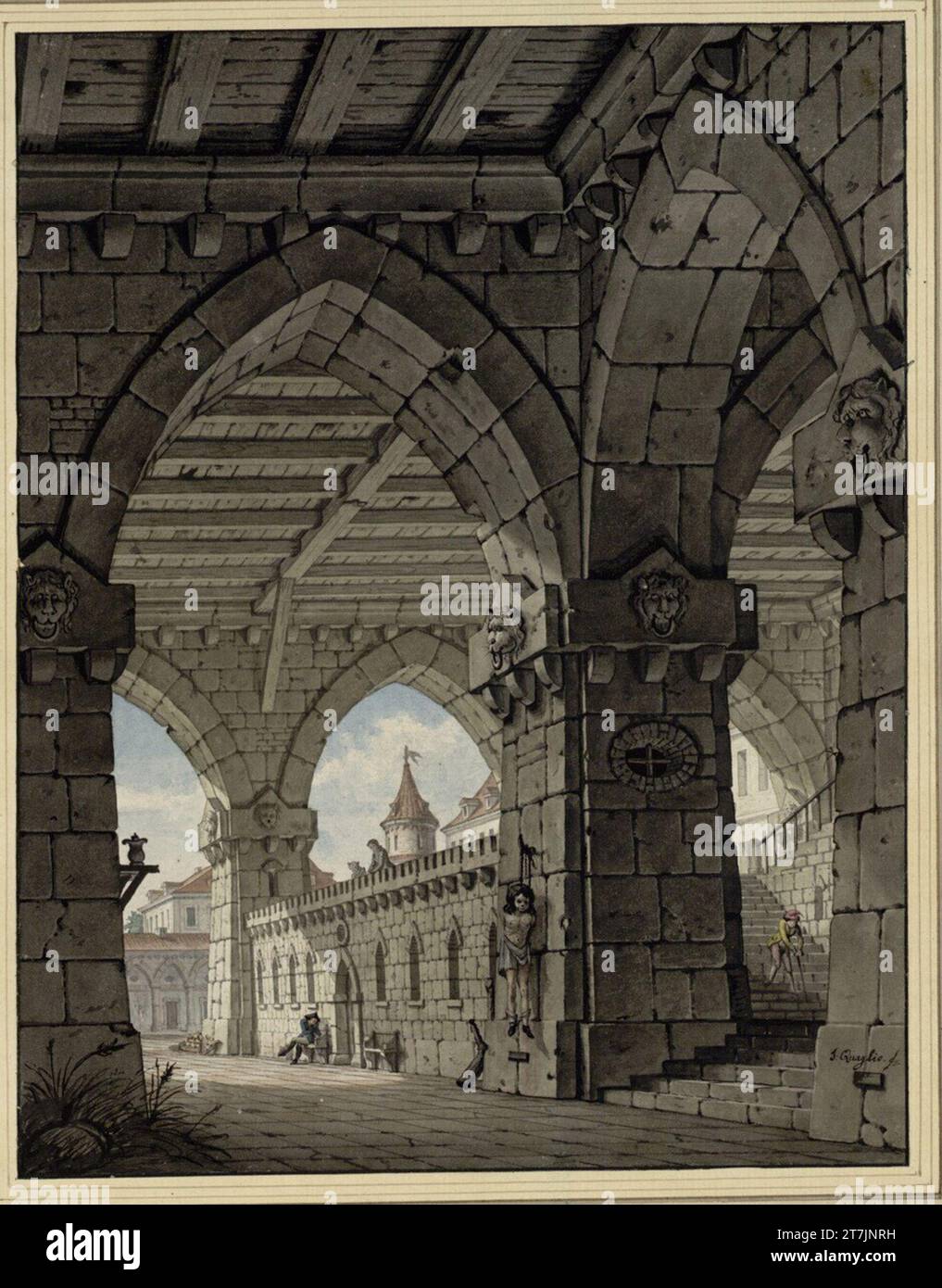 Giulio Quaglio Gothic fantasy architecture. (On the right there is a ...