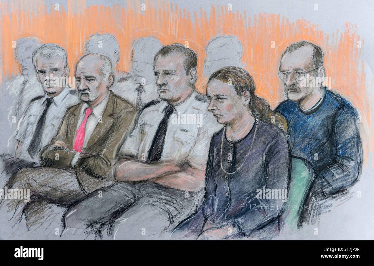 File court artist drawing by Elizabeth Cook dated 12/02/13 of Mick ...