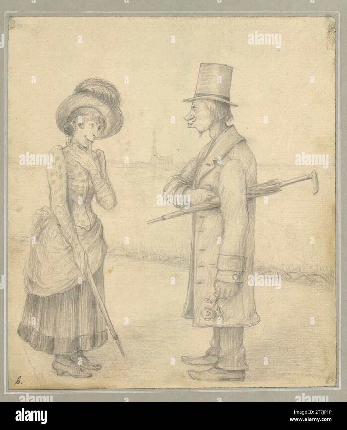 Leopold Stolba Love couple. Pencil Stock Photo - Alamy