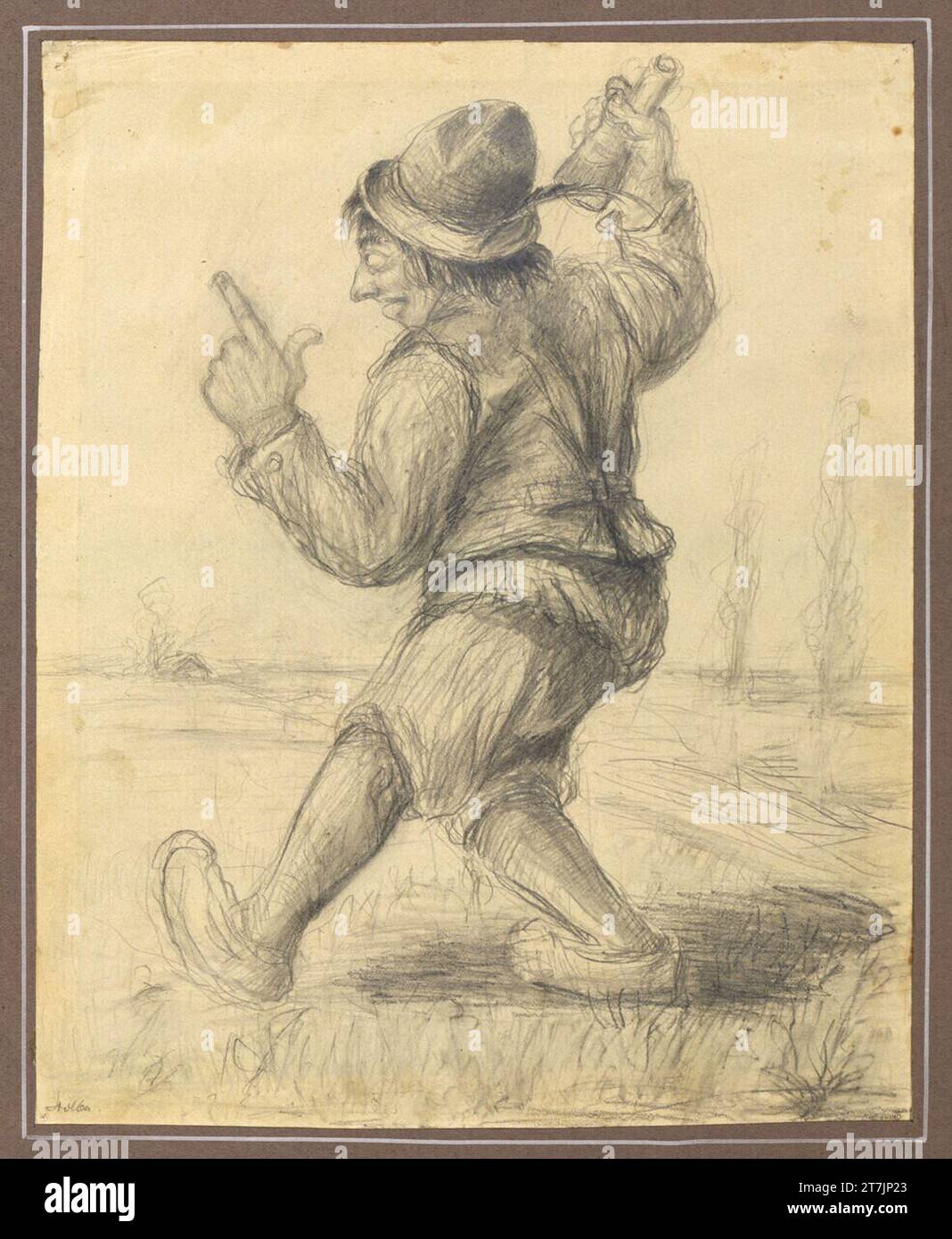 Leopold Stolba Bauer with a bottle. Pencil Stock Photo - Alamy