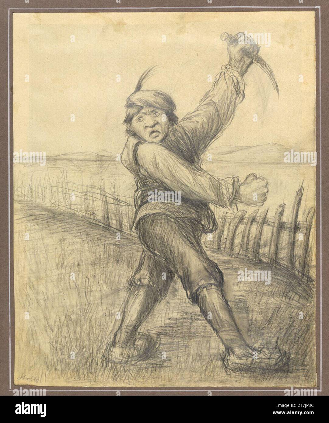 Leopold Stolba Bauer with a knife. Pencil Stock Photo - Alamy