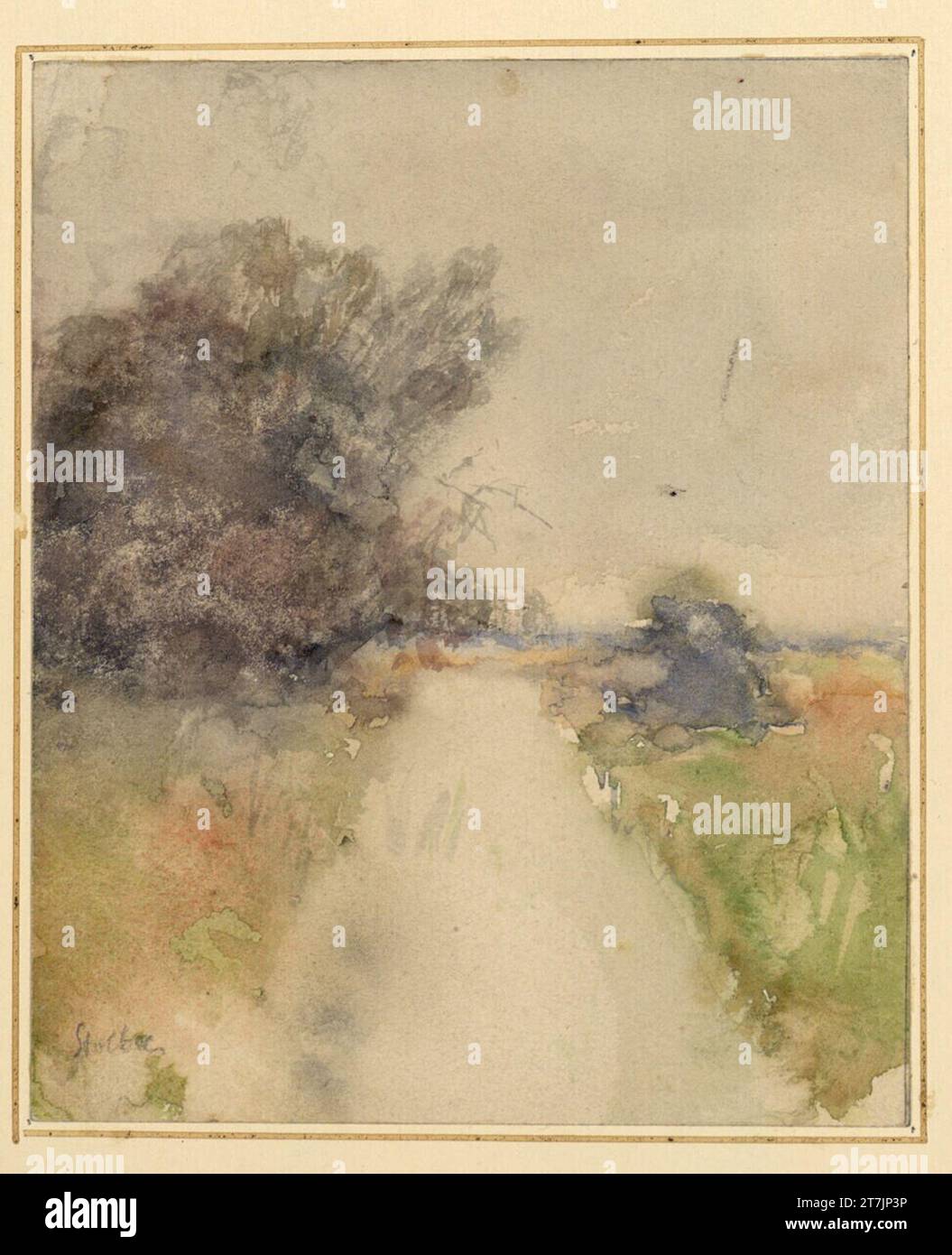 Leopold Stolba Landscape: Canal. Watercolor Stock Photo - Alamy