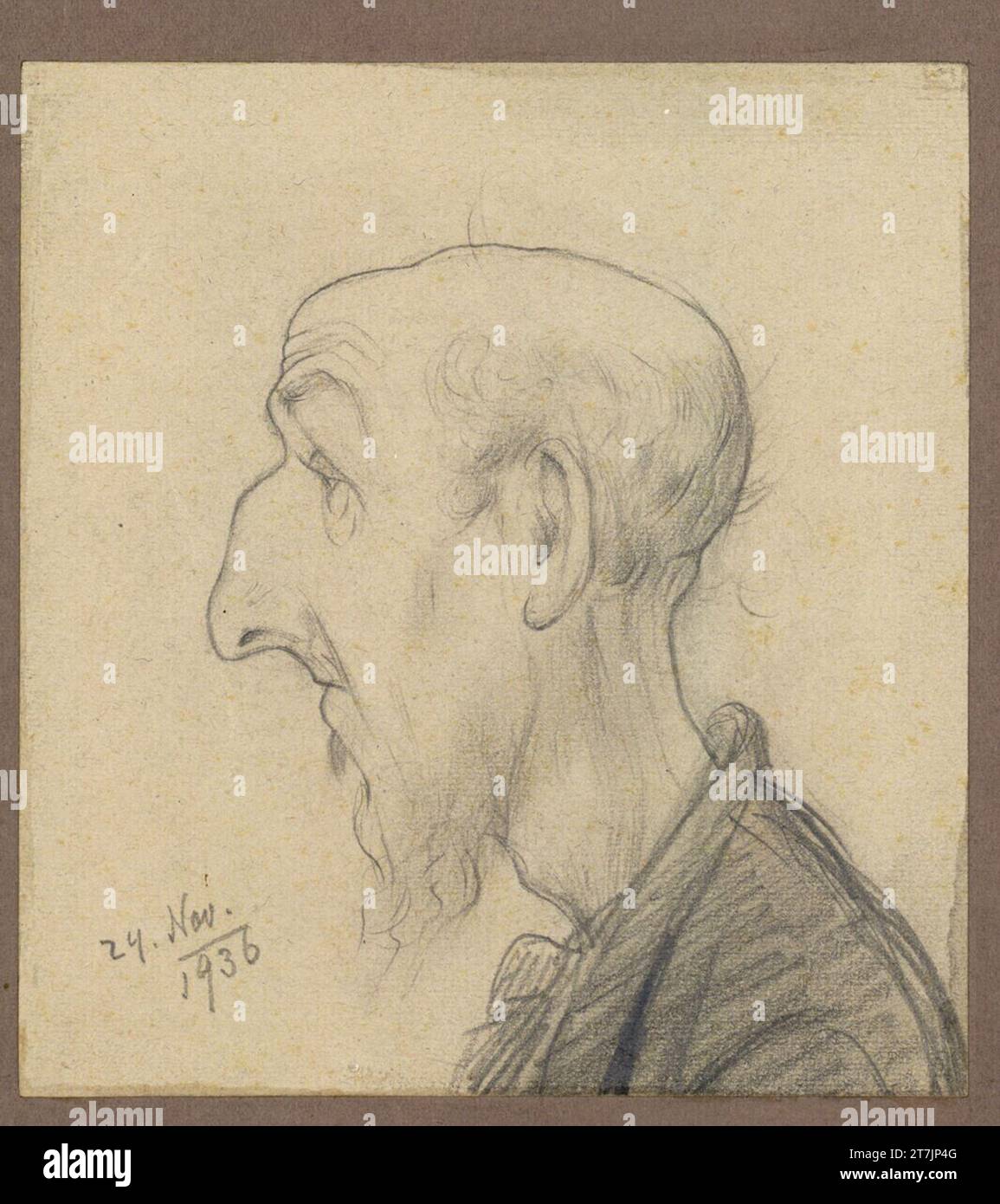 Leopold Stolba Profile head Sigmundt as an old man. Pencil Stock Photo ...