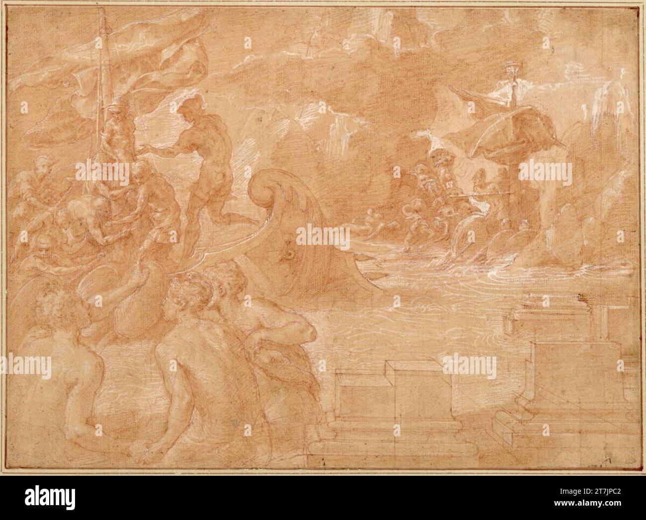 Francesco Primaticcio Odysseus protects itself from the sirens. Red ...