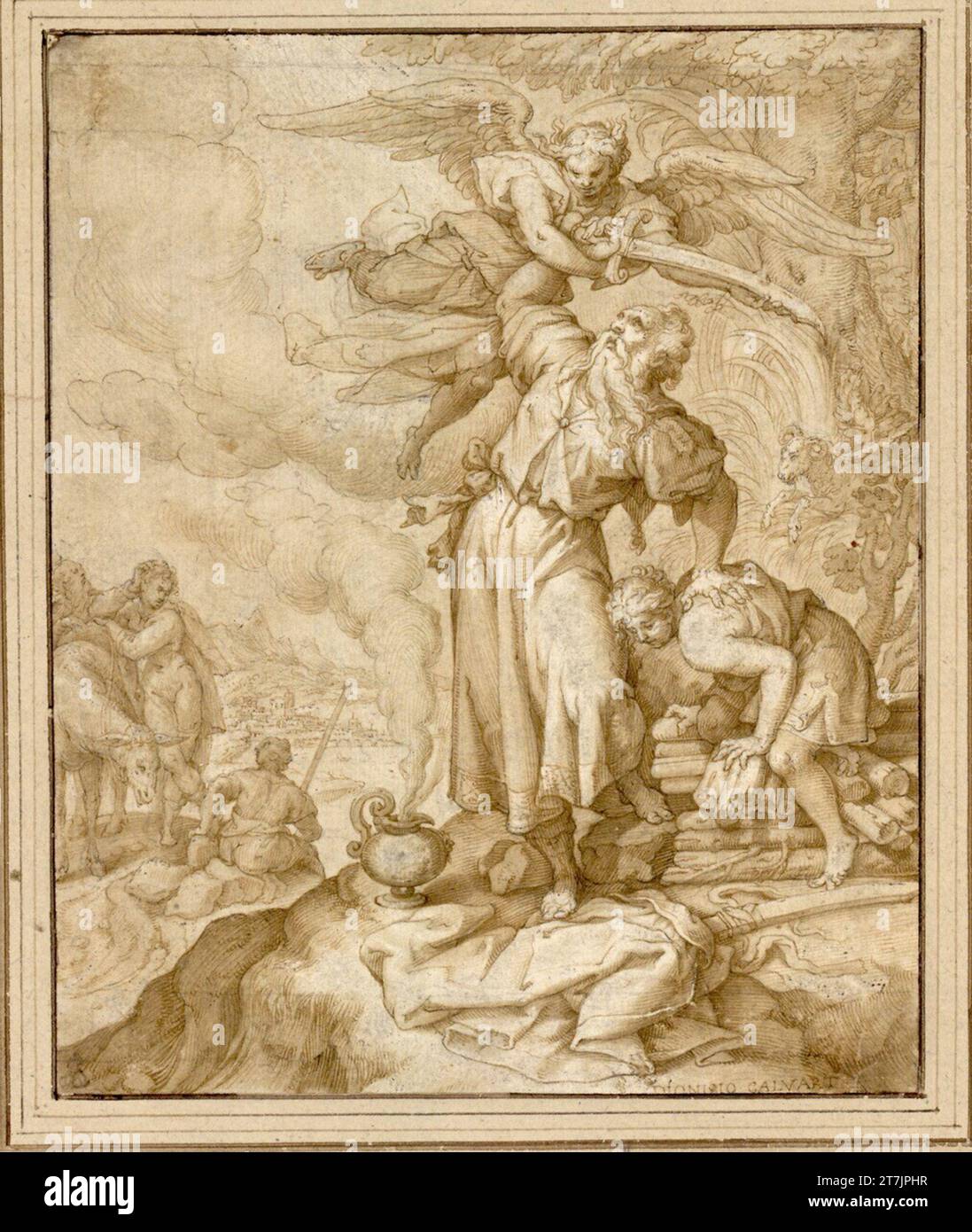 Denys Calvaert The sacrifice of Isaak. (The angel seizes Abraham's arm ...