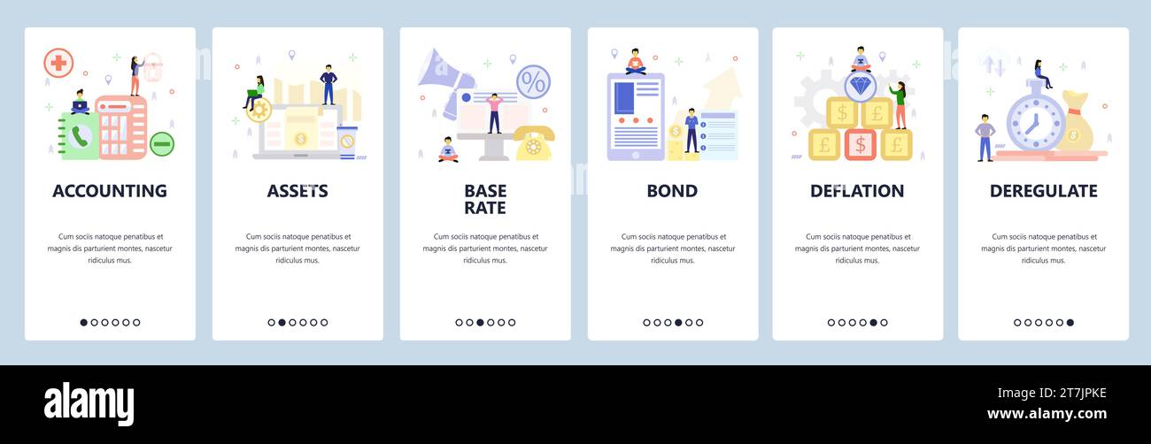 Mobile app onboarding screens. Business, money investment, accounting ...