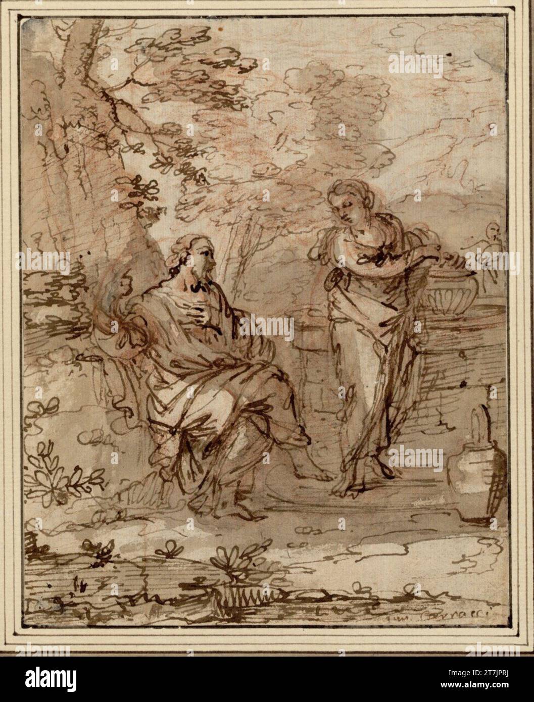 Pier Francesco Mola Christ and the Samaritan woman at the fountain. Red ...