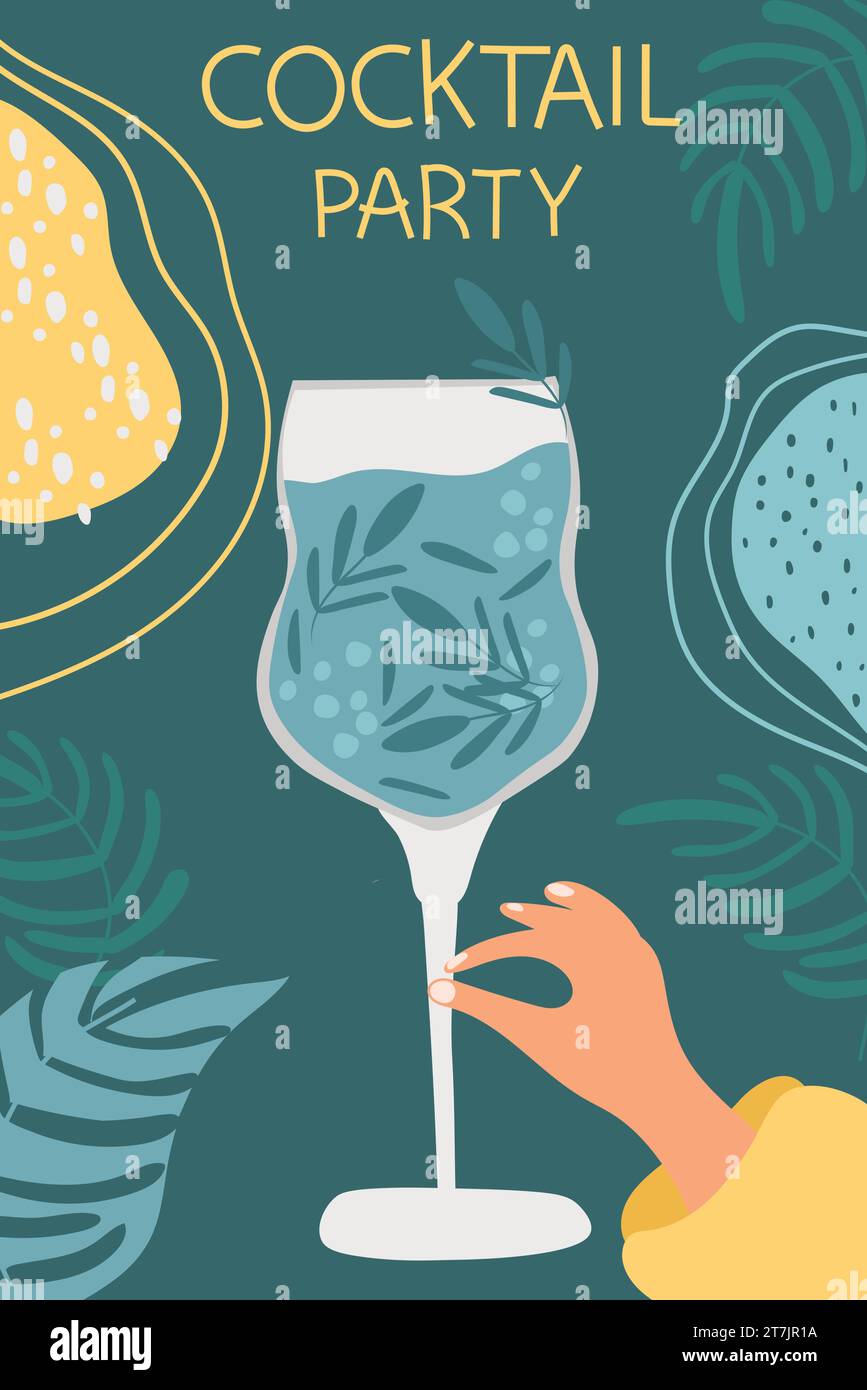 A banner with an alcoholic cocktail in the hands of a woman for a ...