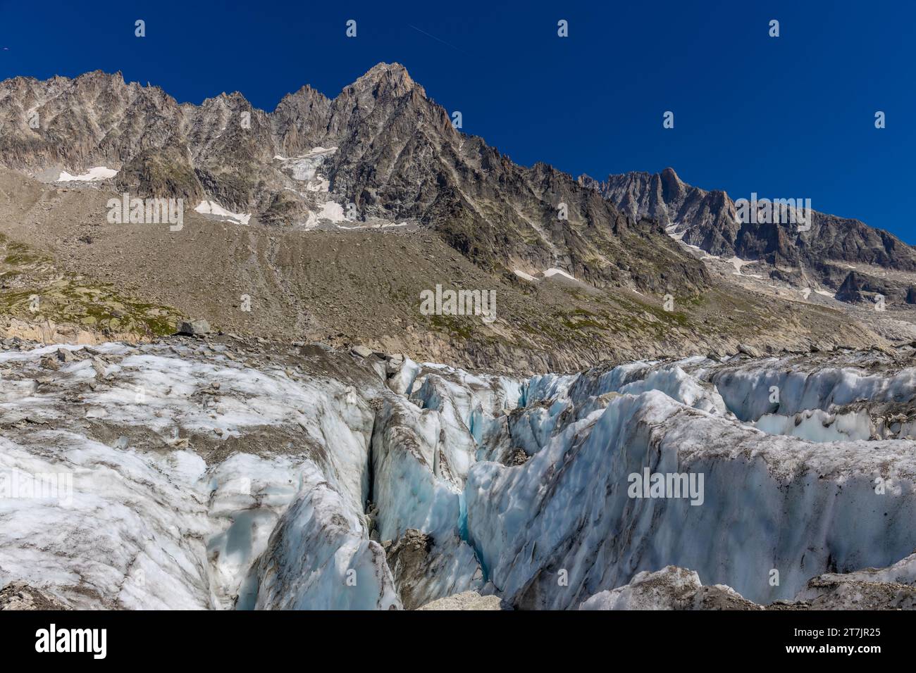 Glacier Argentiere, glacier d'Argentiere in Chamonix valley Apls. Huge ...