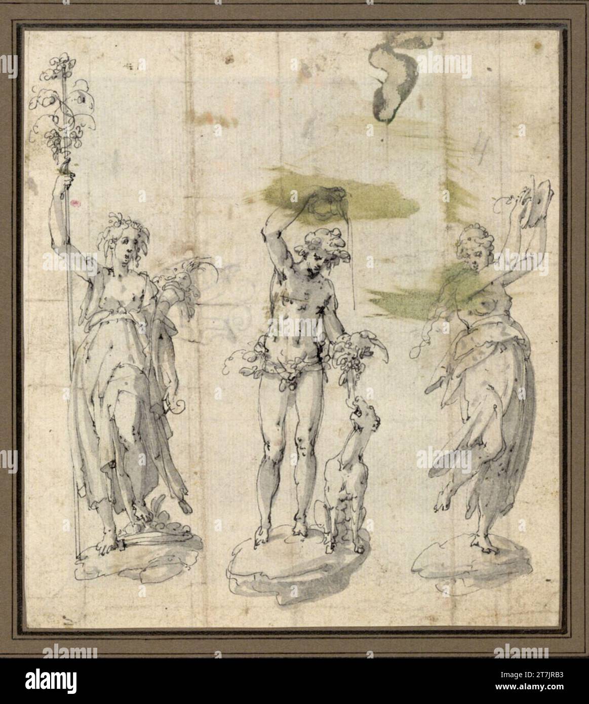 Friedrich Sustris Bacchus and two female figures of his entourage ...