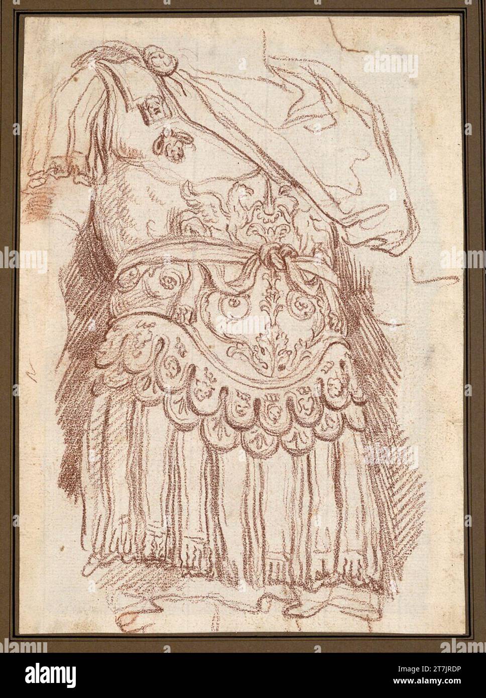 Edme Bouchardon Upper body armor of Julius Caesar. Red Chalk Stock ...