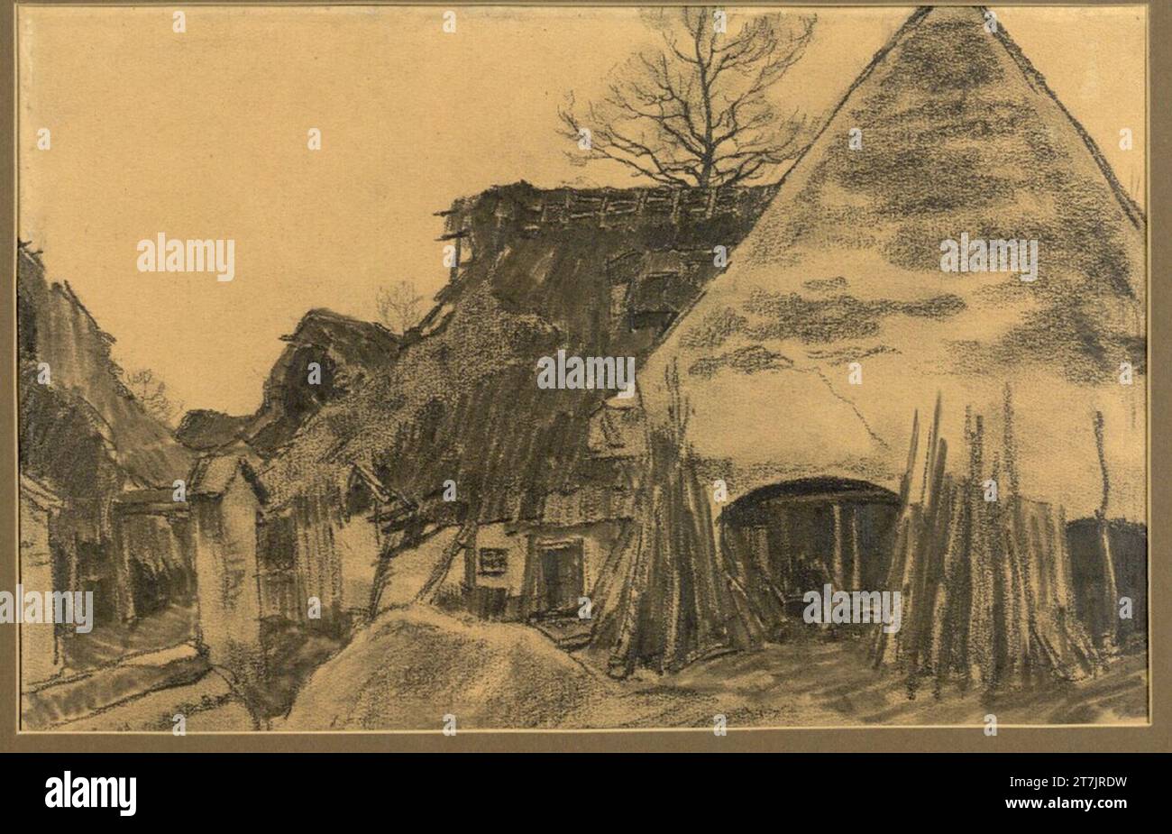 Franz Hofer Houses. Pencil, coal 1909 , 1909 Stock Photo - Alamy