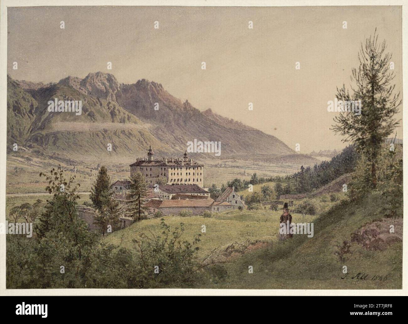 Jakob Alt Lock ambras in tiol. Watercolor 1846 , 1846 Stock Photo - Alamy