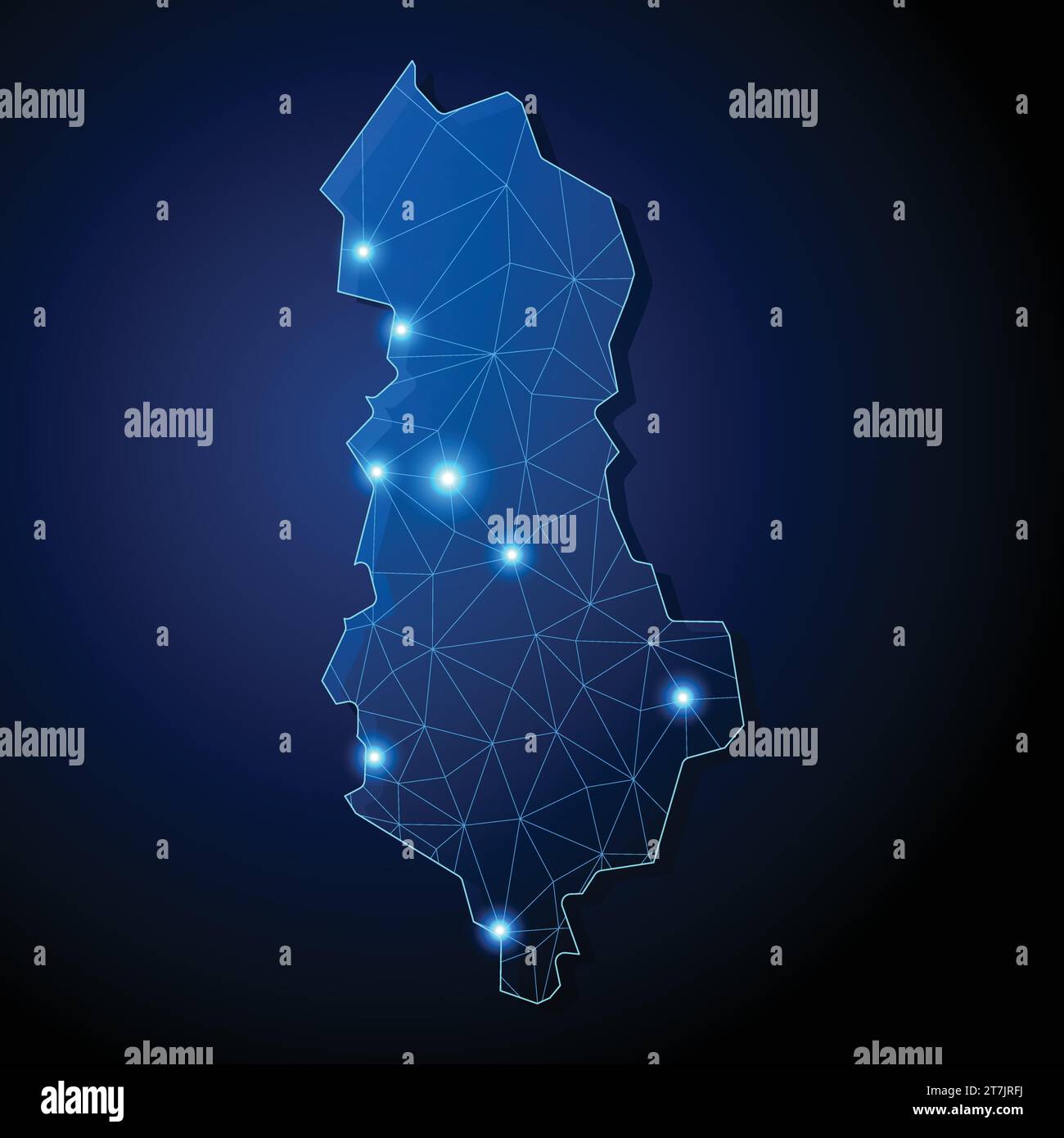 Albania - country shape with lines connecting major cities Stock Vector ...