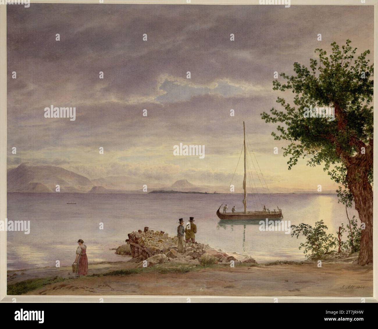 Jakob Alt View of Desenzano against Sermione and the Montebaldo on Lago ...
