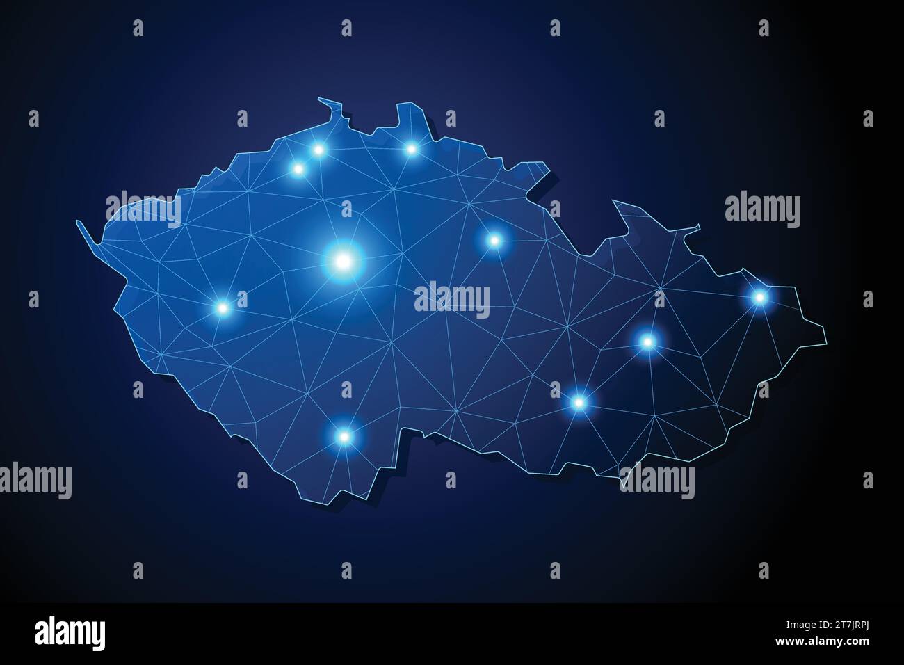 Czech Republic - country shape with lines connecting major cities Stock ...