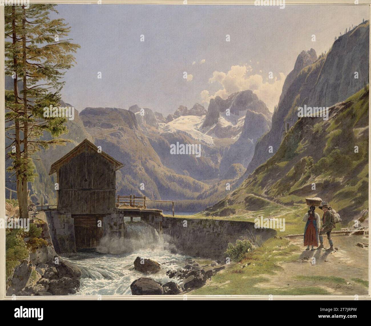 Rudolf von Alt The Dachstein in the Salzkammergut from the front ...