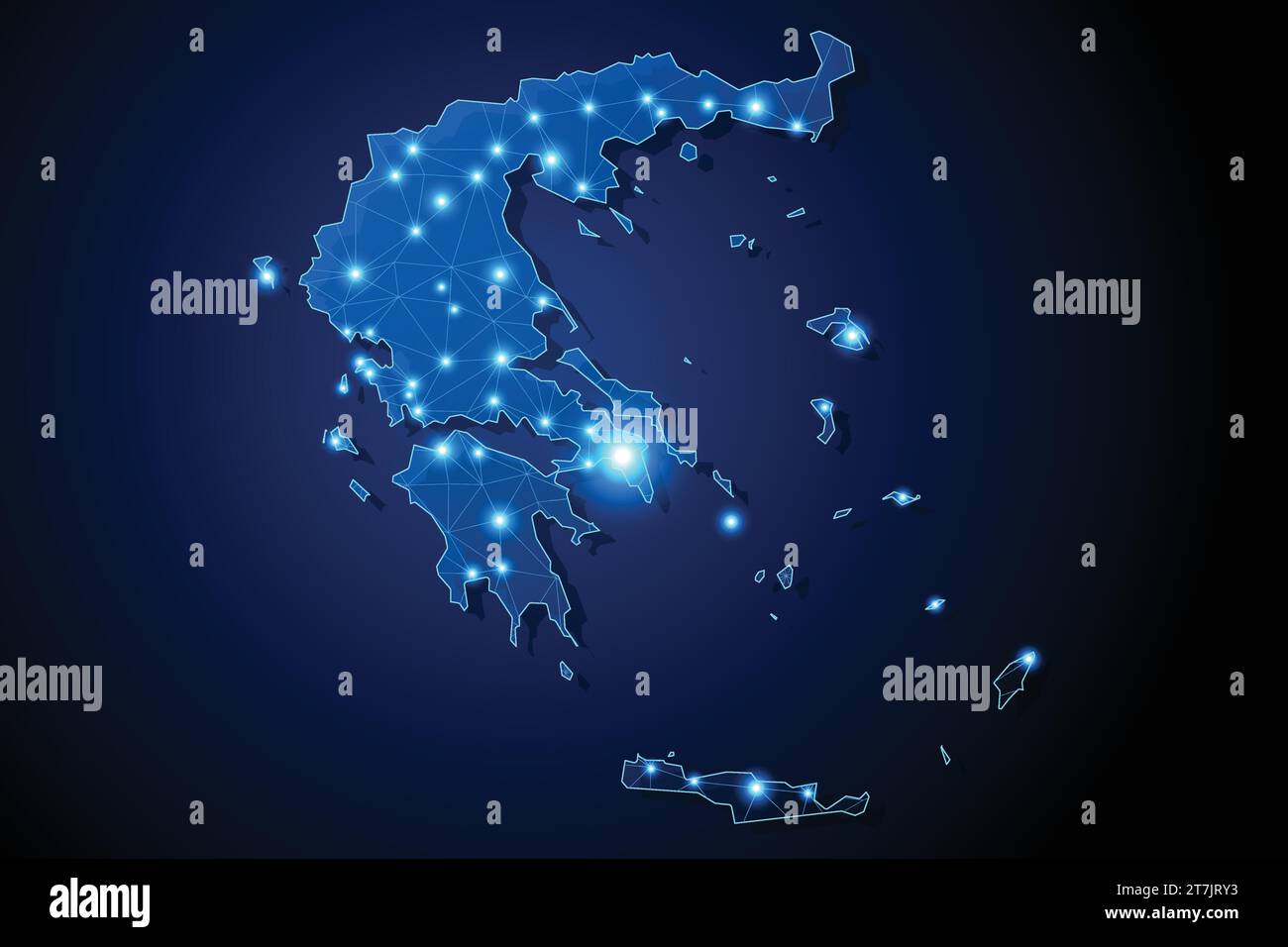 Greece - country shape with lines connecting major cities Stock Vector ...