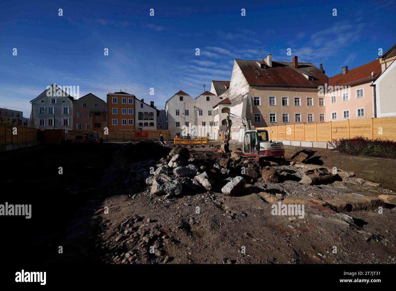 People work at the ground behind the birth house of Adolf Hitler in ...