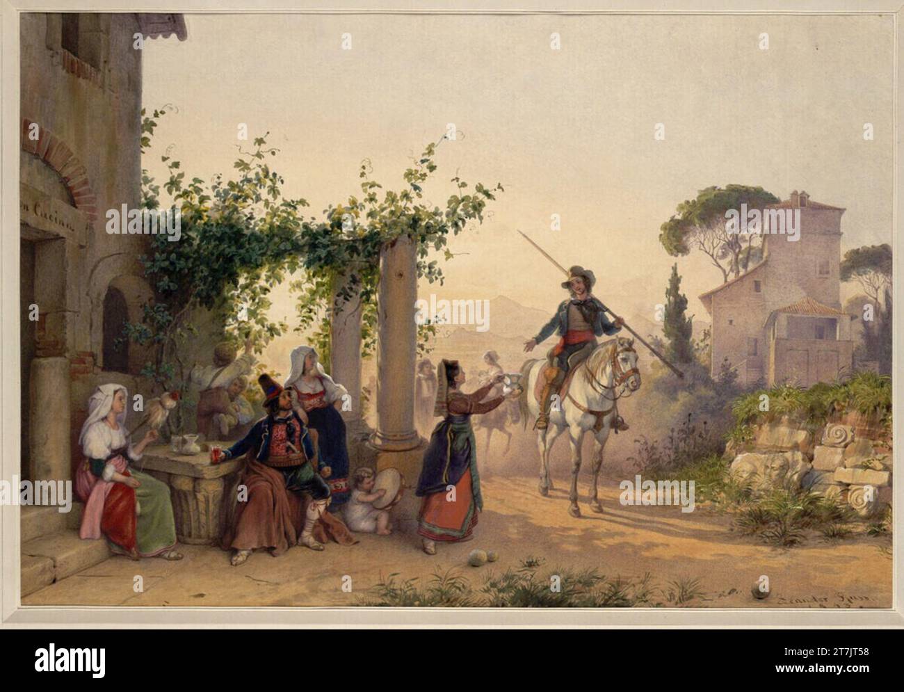 Leander Russ Italian landscape (peep box leaf). Watercolor, cover ...