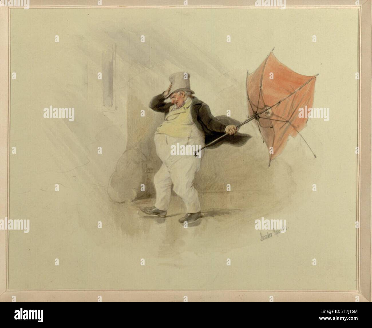 Leander Russ Windfatalities (peep box leaf). Pencil, watercolor 1842 ...