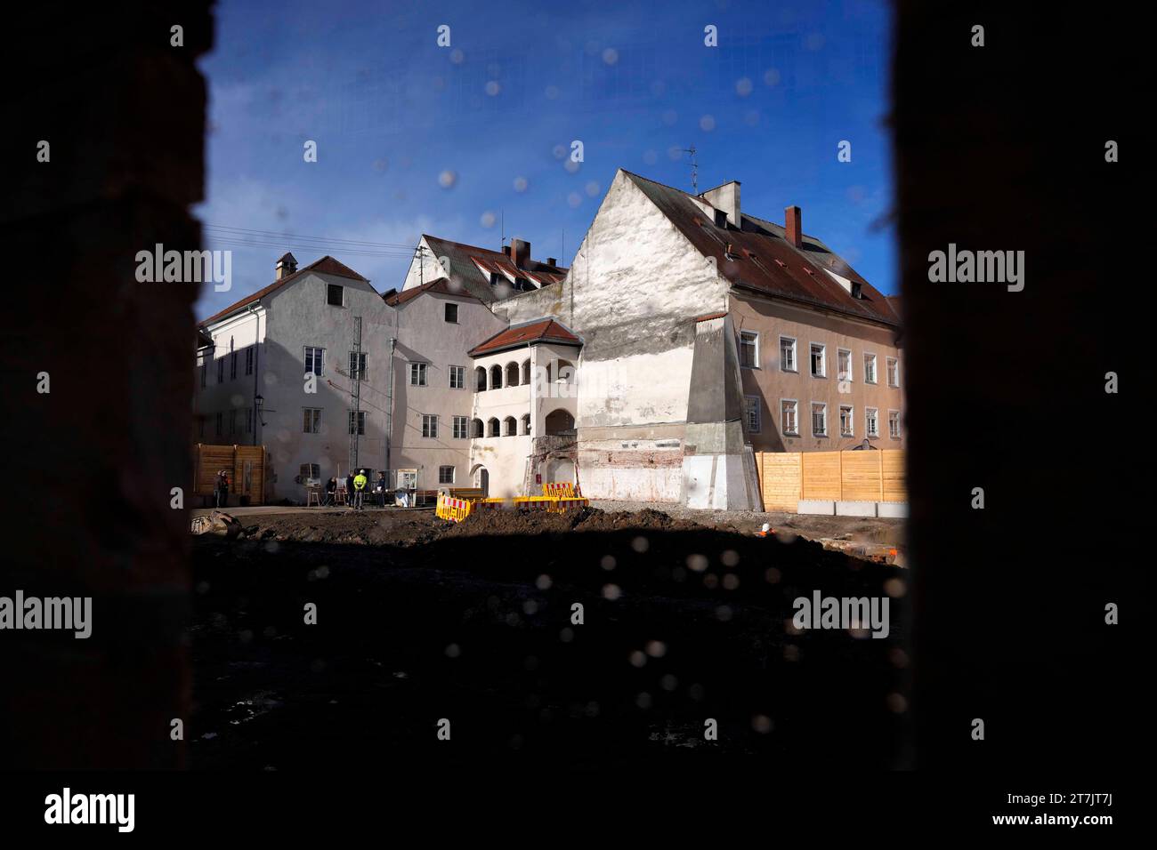 People work at the ground behind the birth house of Adolf Hitler in ...
