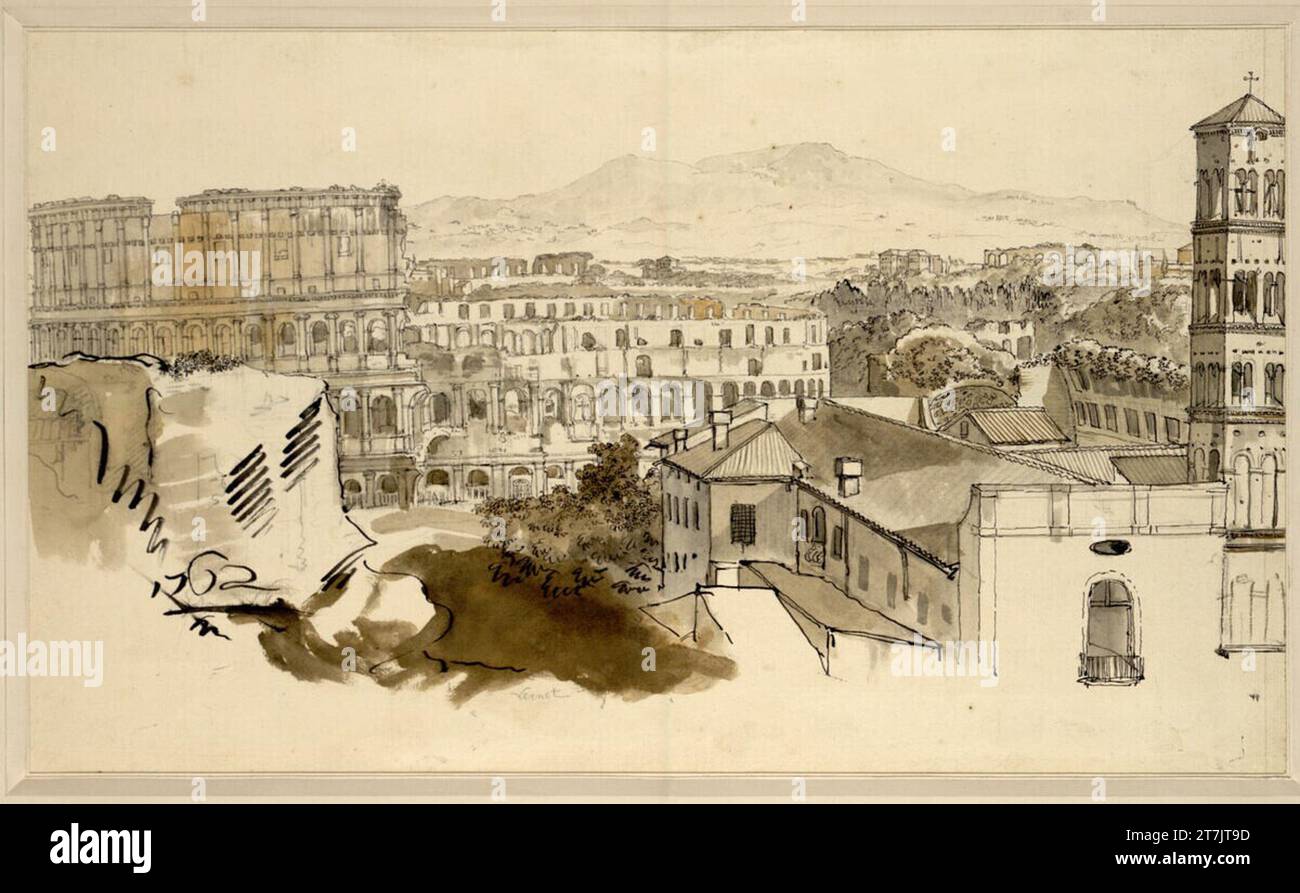 Claude-Joseph Vernet View of Rome with the Colosseum. Feder in black ...
