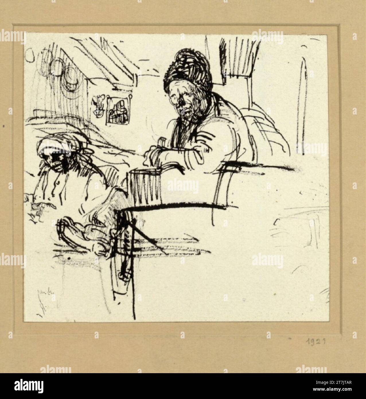 Franz Hofer Old farmer in the light chair with crossed legs, on the ...