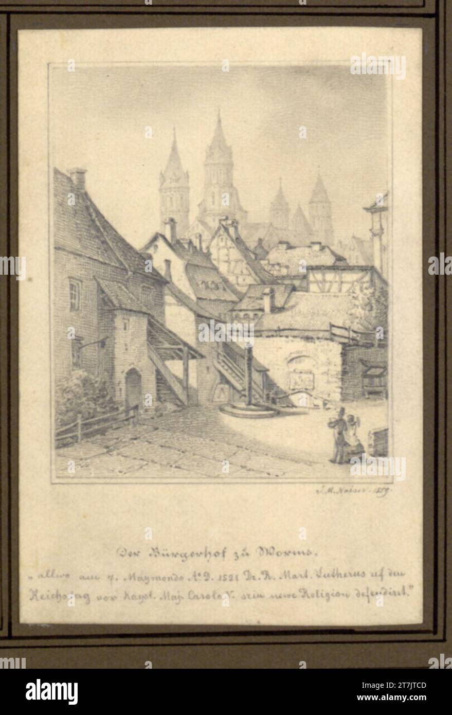 Joseph Maria Kaiser Bürgerhof zu Worms. Pencil 1859 , 1859 Stock Photo - Alamy